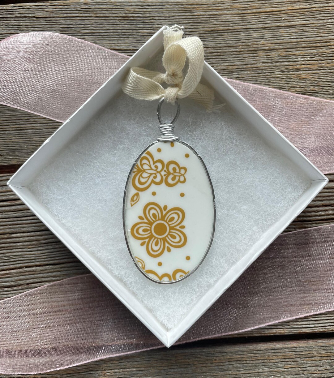 Corelle Christmas Tree Ornament Made From a Golden Butterfly Broken ...