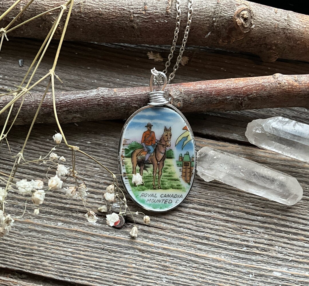 Broken Dishes Necklace Canadian Mountie Necklace Made From a Canada ...