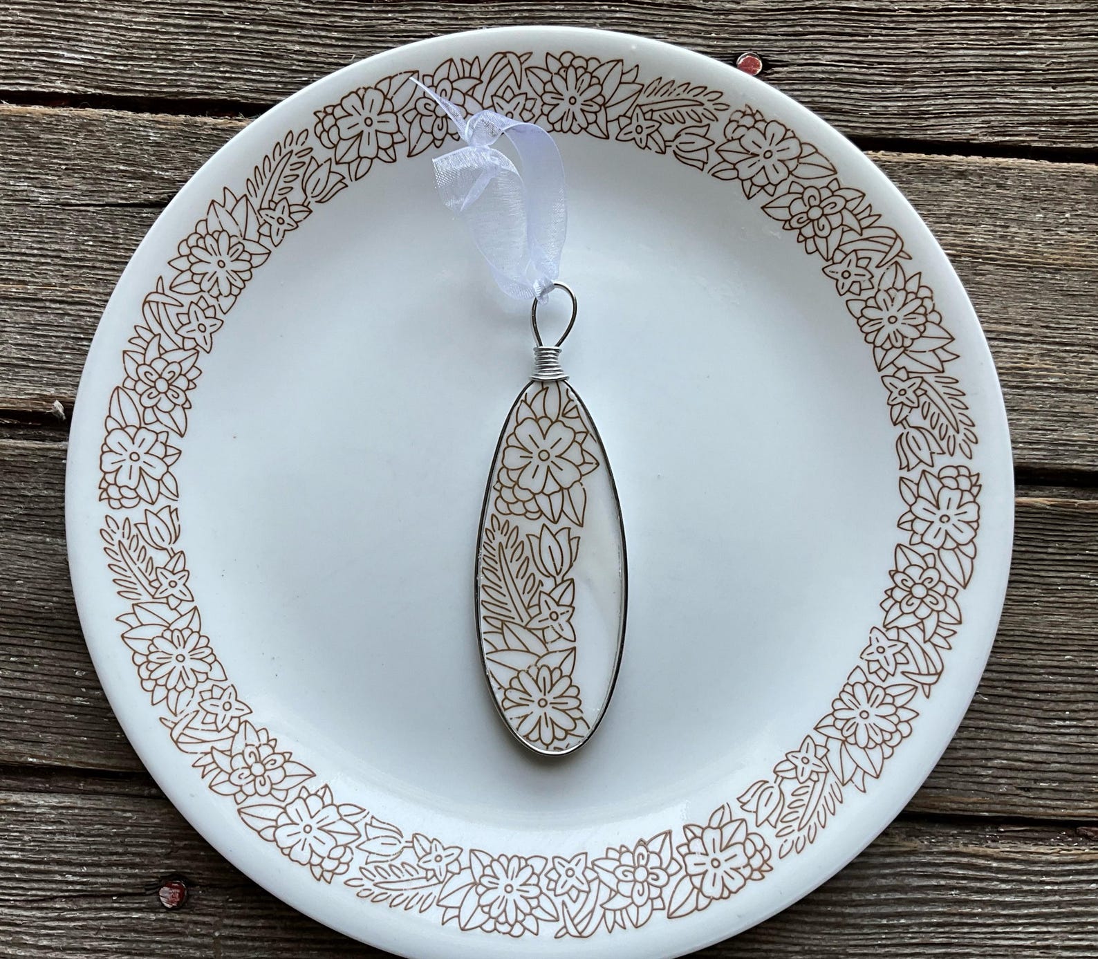 Corelle Christmas Tree Ornament Made From a Woodland Brown Broken Plate ...