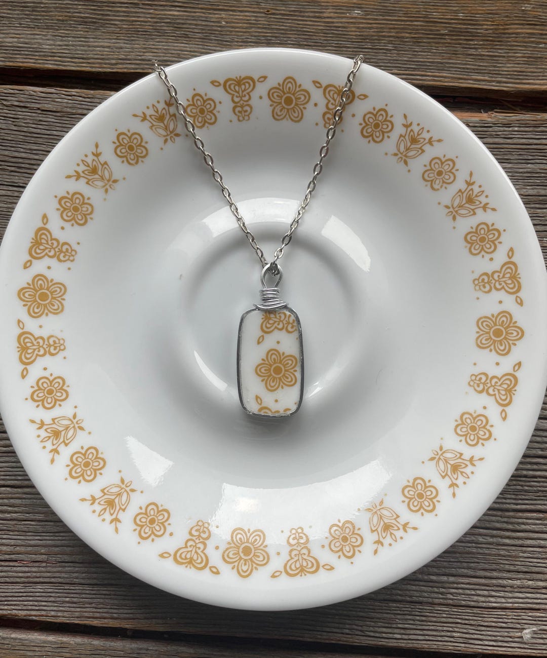 Corelle Broken Dishes Necklace Made From Broken Golden Butterfly Plate, China Necklace, Broken ...