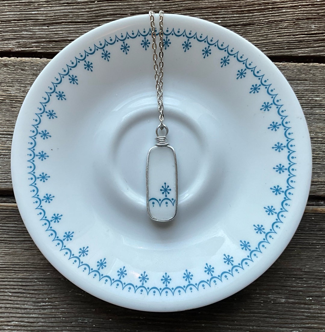 Corelle Broken Dishes Necklace Made From Broken Snowflake Garland Blue ...