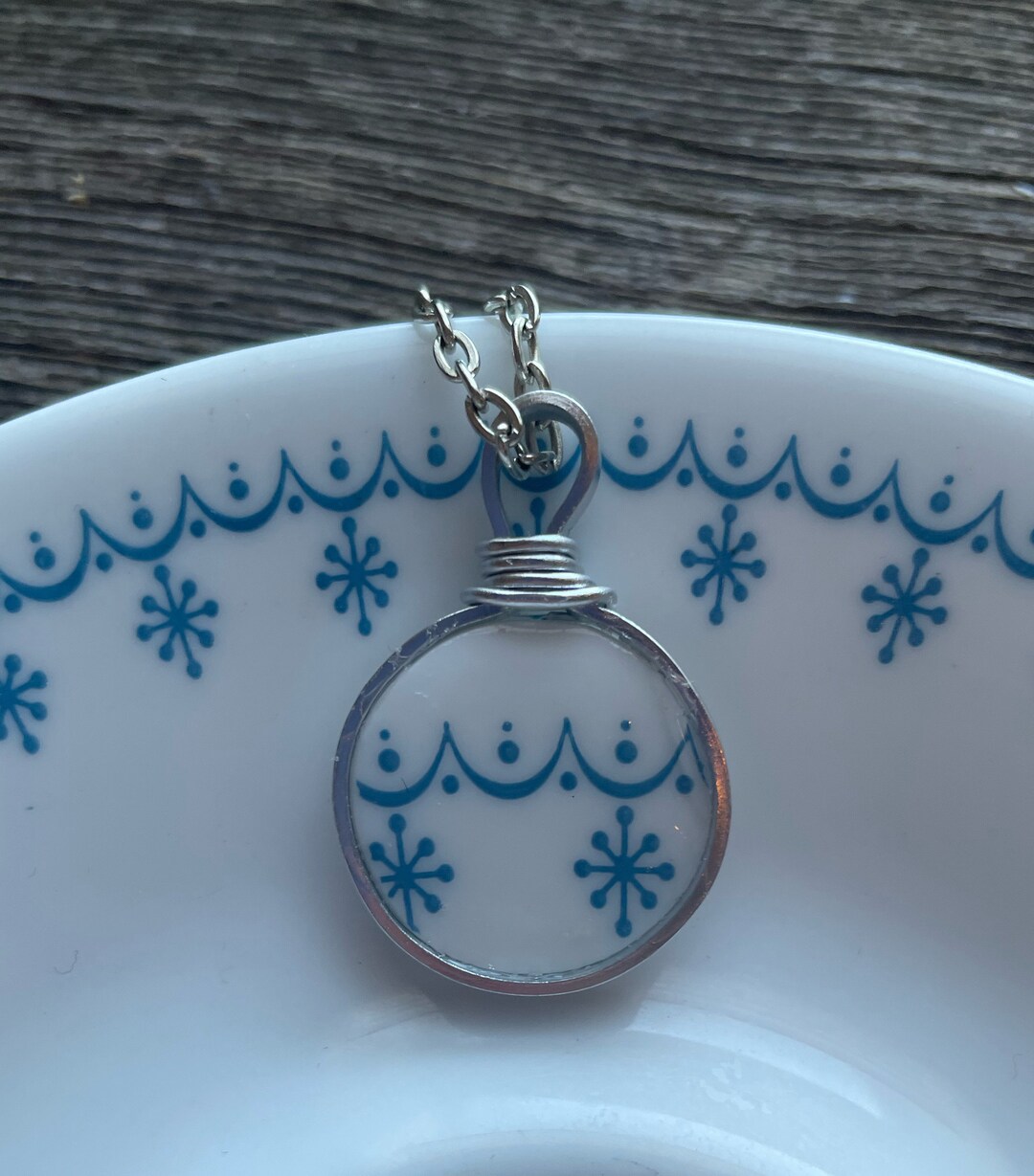 Snowflake Garland Corelle Broken Dishes Necklace - Made From Broken ...