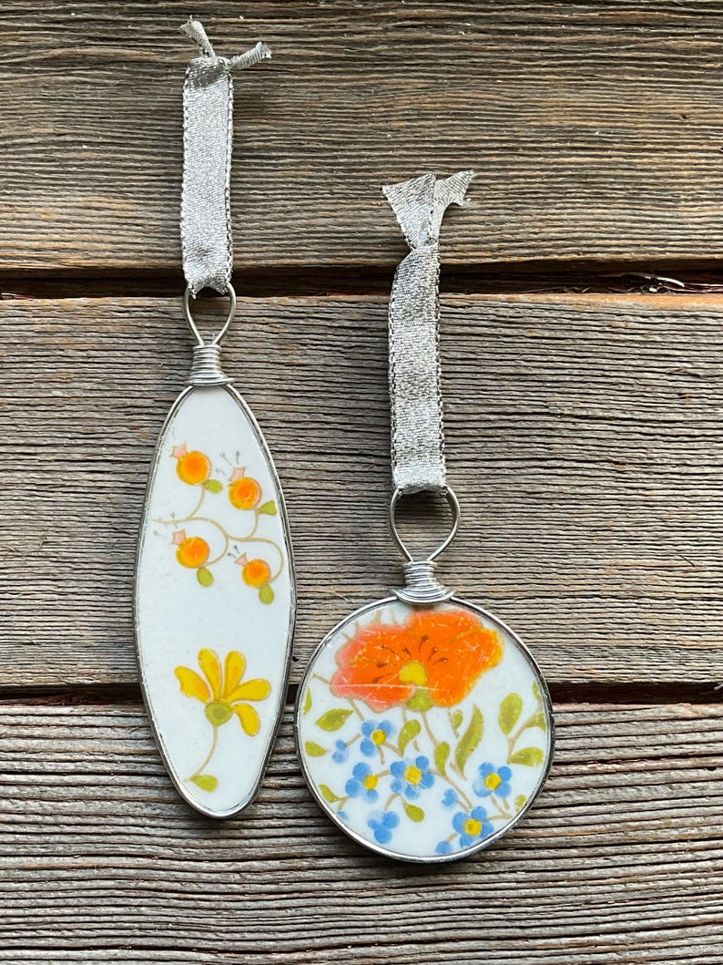 Corelle Christmas Tree Ornament Made From a Wild Flower Corelle Broken ...