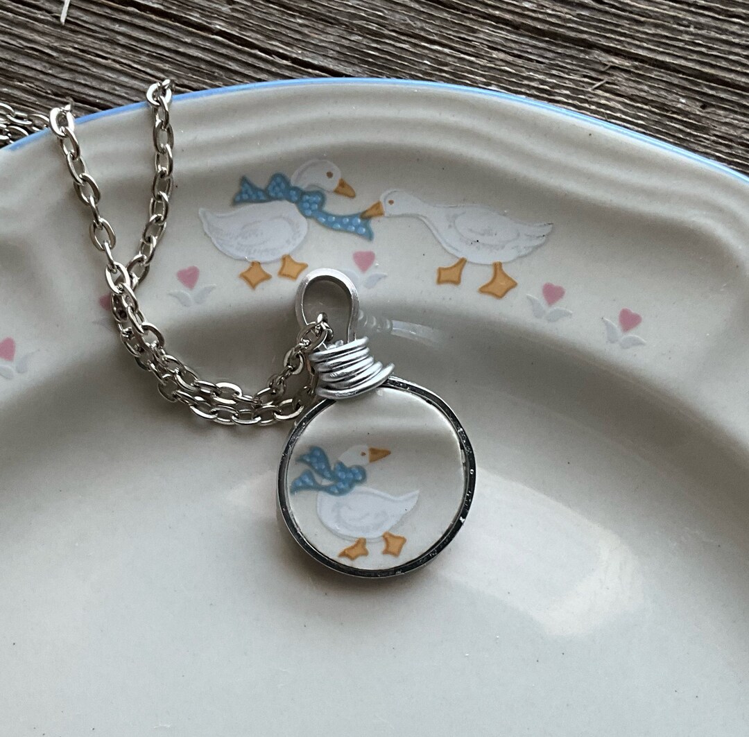 Geese Broken Dishes Necklace Goose Necklaces 1990s, Made From a Brick ...