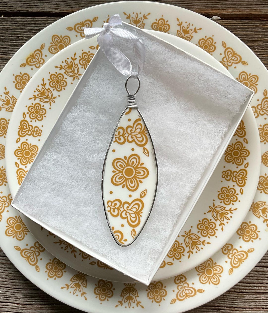 Corelle Christmas Tree Ornament Made From a Golden Butterfly Broken ...