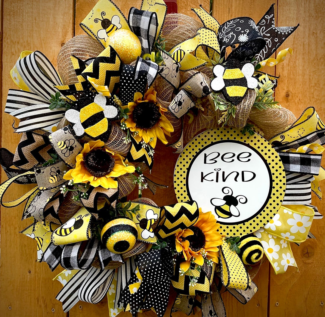 Bee Kind, Bee Wreath, Kindness, Kind, Bee Decor, Bee, Yellow Black ...