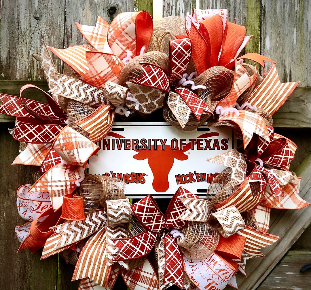Texas Longhorn Wreath, Longhorn Wreath, University of Texas - Etsy
