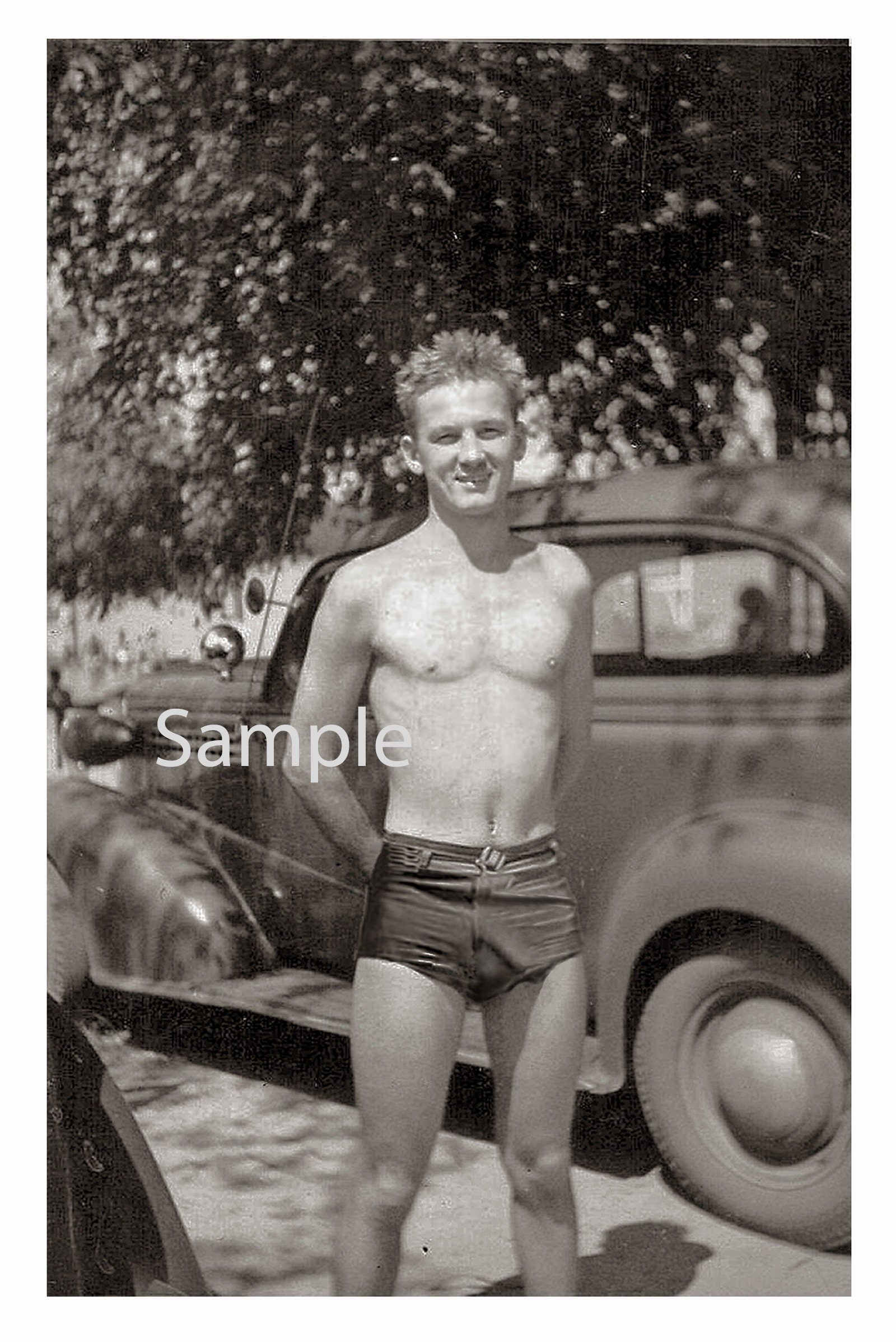 Vintage 1940s Reprint Photo Handsome Near Nude Man Shows Etsy