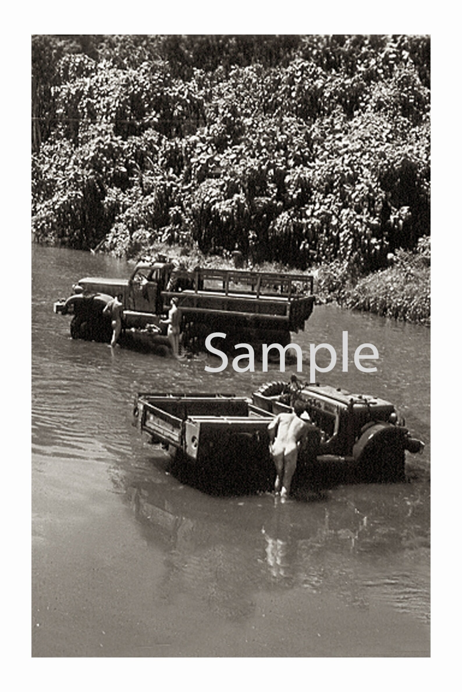 Vintage 1940s Photo Reprint Nude Ww Ii Soldiers Bathe Etsy