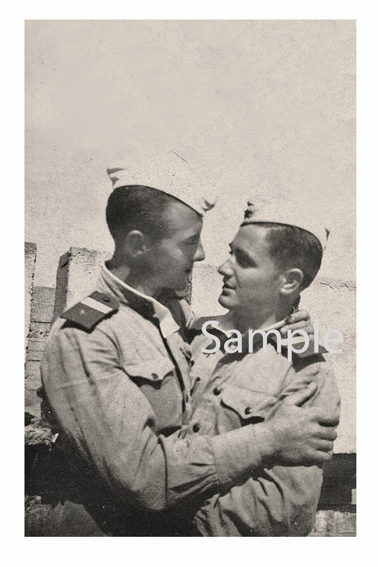 Vintage 1950s Photo Reprint Handsome Soldiers Hug & Kiss With Affection ...