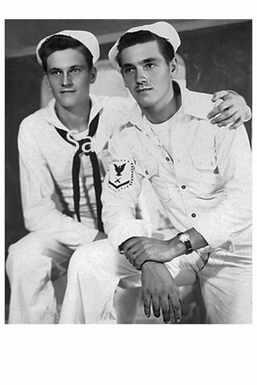 Vintage Photo Reprint Handsome Sailors Hug Shyly for a Buddy's Camera ...