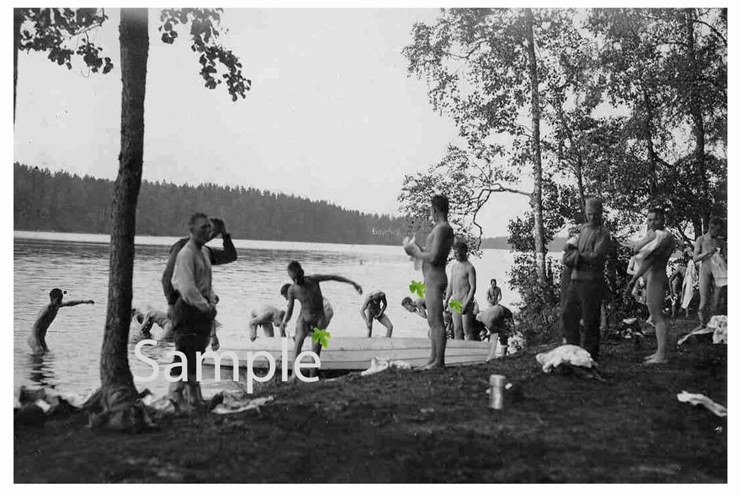 1920s Photo Nude Soldiers Bathe at Beaver Lake 1 - Etsy