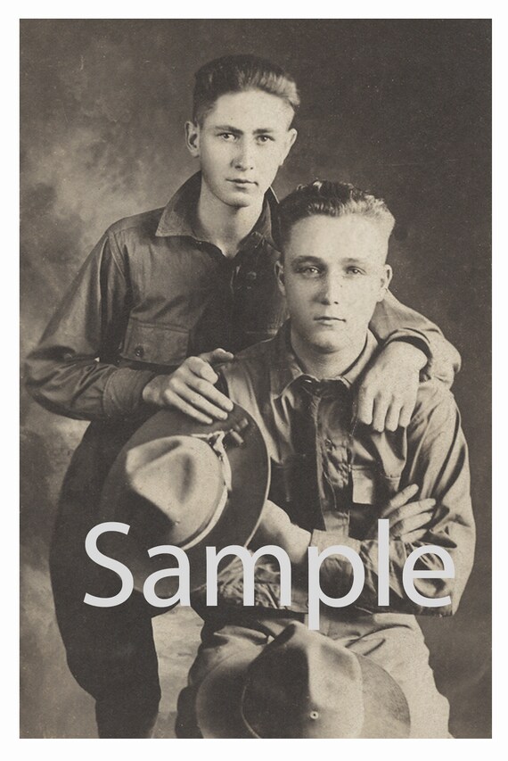 1917 Photo Reprint Affectionate Young Soldiers Hug in Studio 5 - Etsy