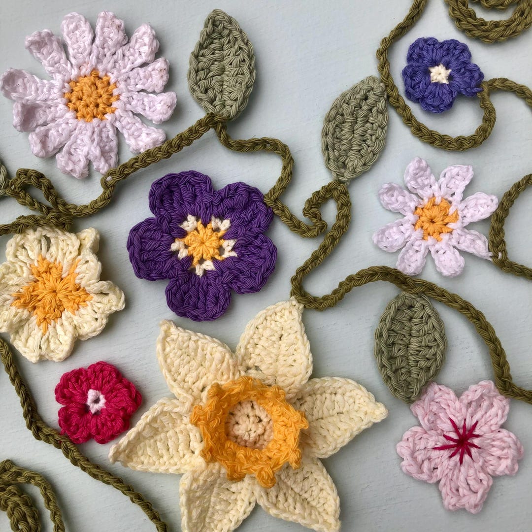 Floral Garland - Crochet Spring Flowers Wall Decor - Etsy