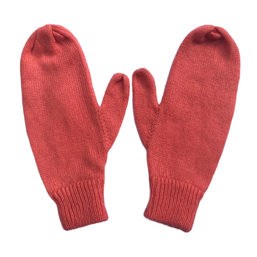 Womens Coral Pink Mittens Attached With a String (also Available ...