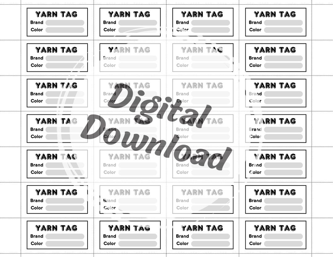 Yarn Identifier Tag Label Printable Tag - Crochet Printable - Etsy