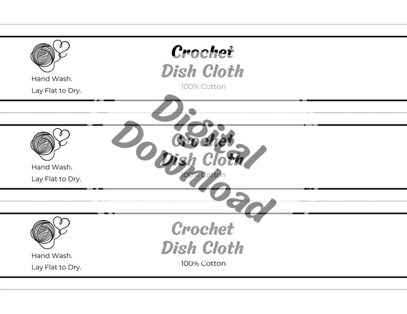 Crochet Printable Packaging Labels for Dish Cloths / Wash Cloths - Etsy