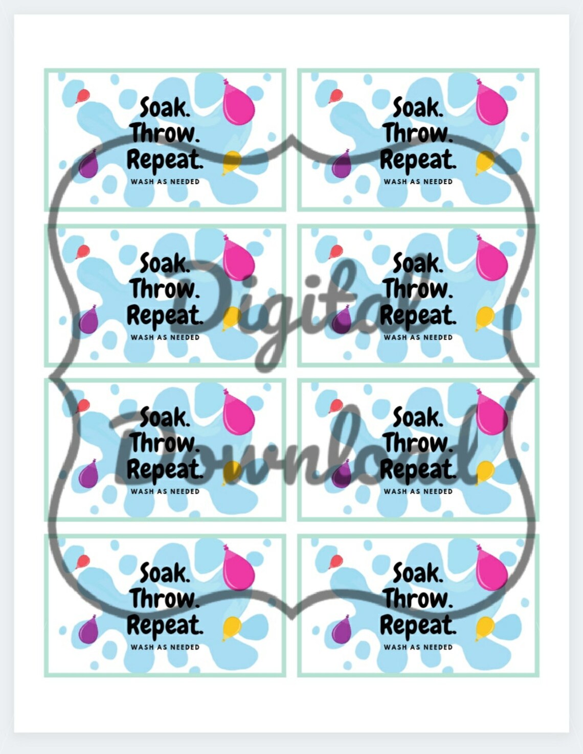 Crochet Water Balloon Digital Download Printable Tag - Etsy