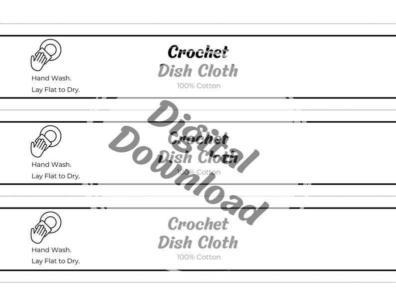 Crochet Printable Packaging Labels for Dish Cloths / Wash Cloths - Etsy