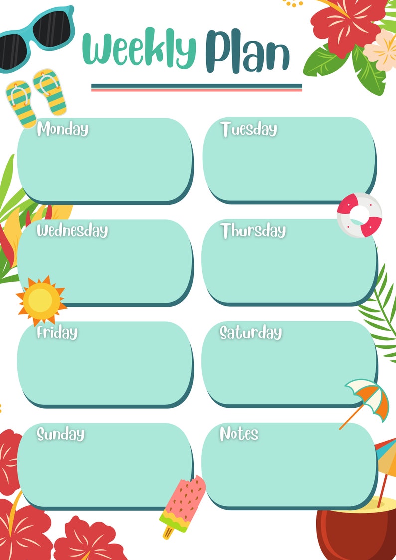 Summer Weekly Meal Plan - Etsy