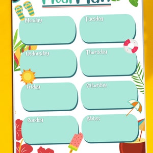 Summer Weekly Meal Plan - Etsy