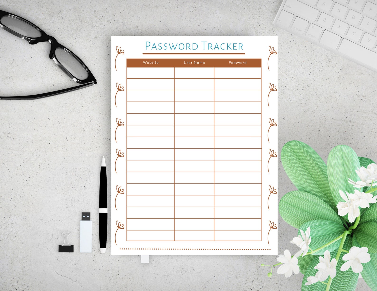 Flower Password Tracker - DIGITAL DOWNLOAD - Etsy