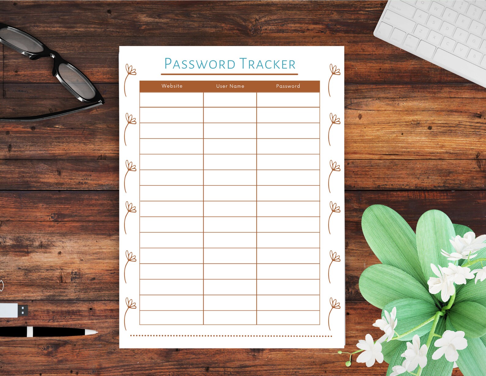 Flower Password Tracker DIGITAL DOWNLOAD - Etsy