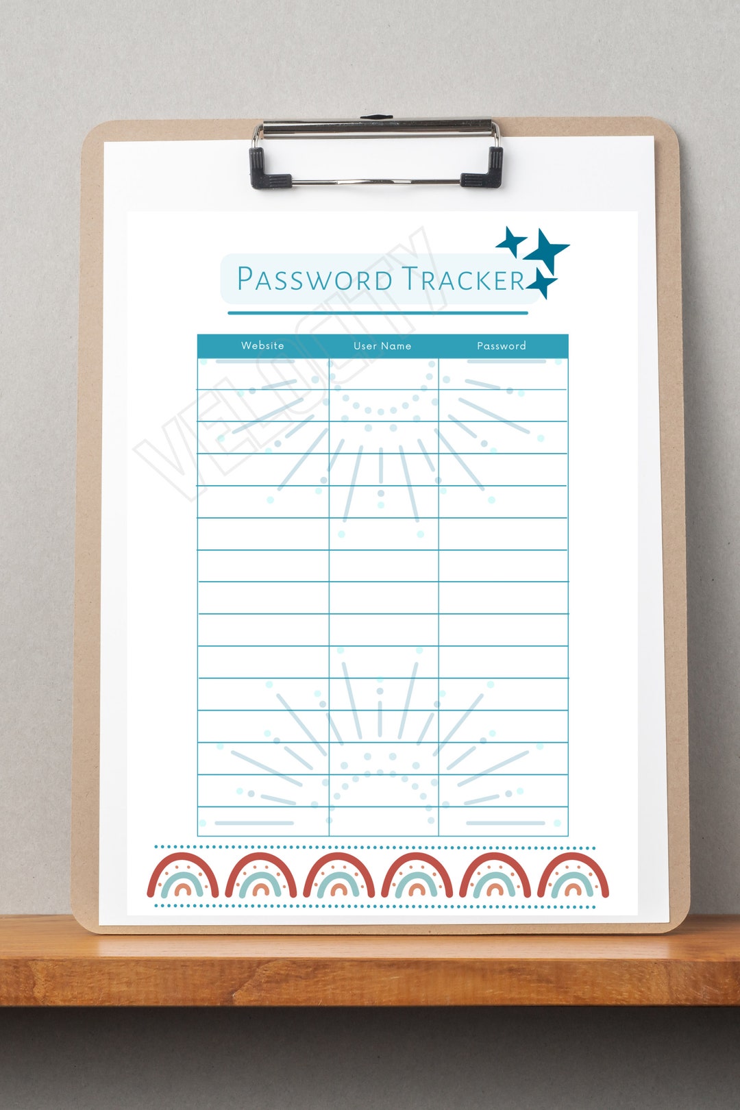 Rainbow Password Tracker - DIGITAL DOWNLOAD - Etsy