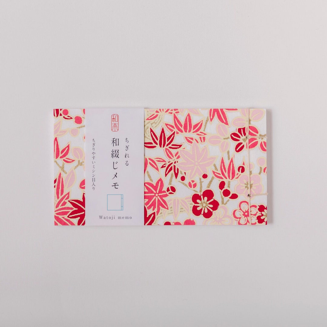 Shogado Watoji Yuzen Memo Pad Maple Leaf & Sakura 18 made in Kyoto ...
