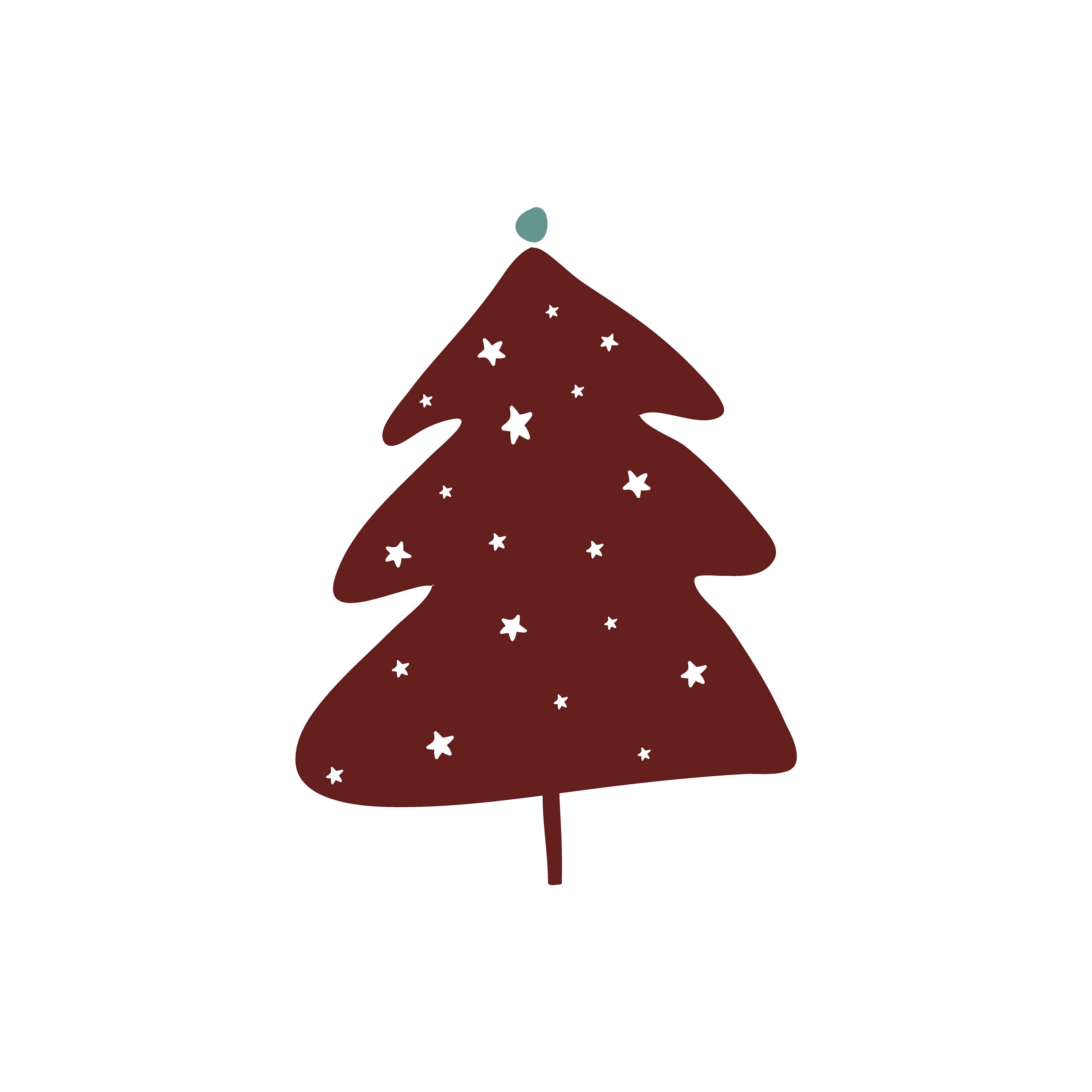 Minimalist Hand Drawn Boho Christmas Trees Clipart Collection Set of ...
