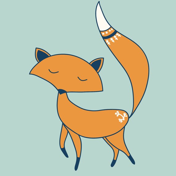 Simple Cute Fox Drawing