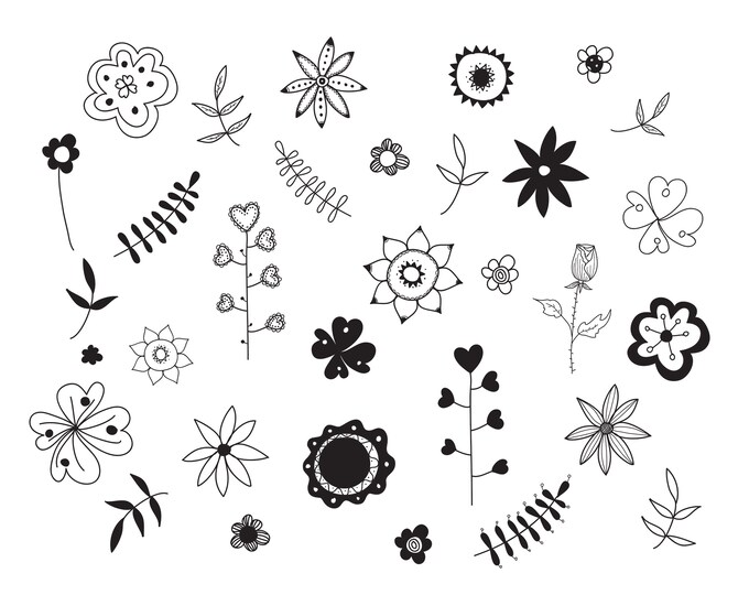 Floral Doodle Svg and Png, Flower Doodle for Small Commercial Use ...