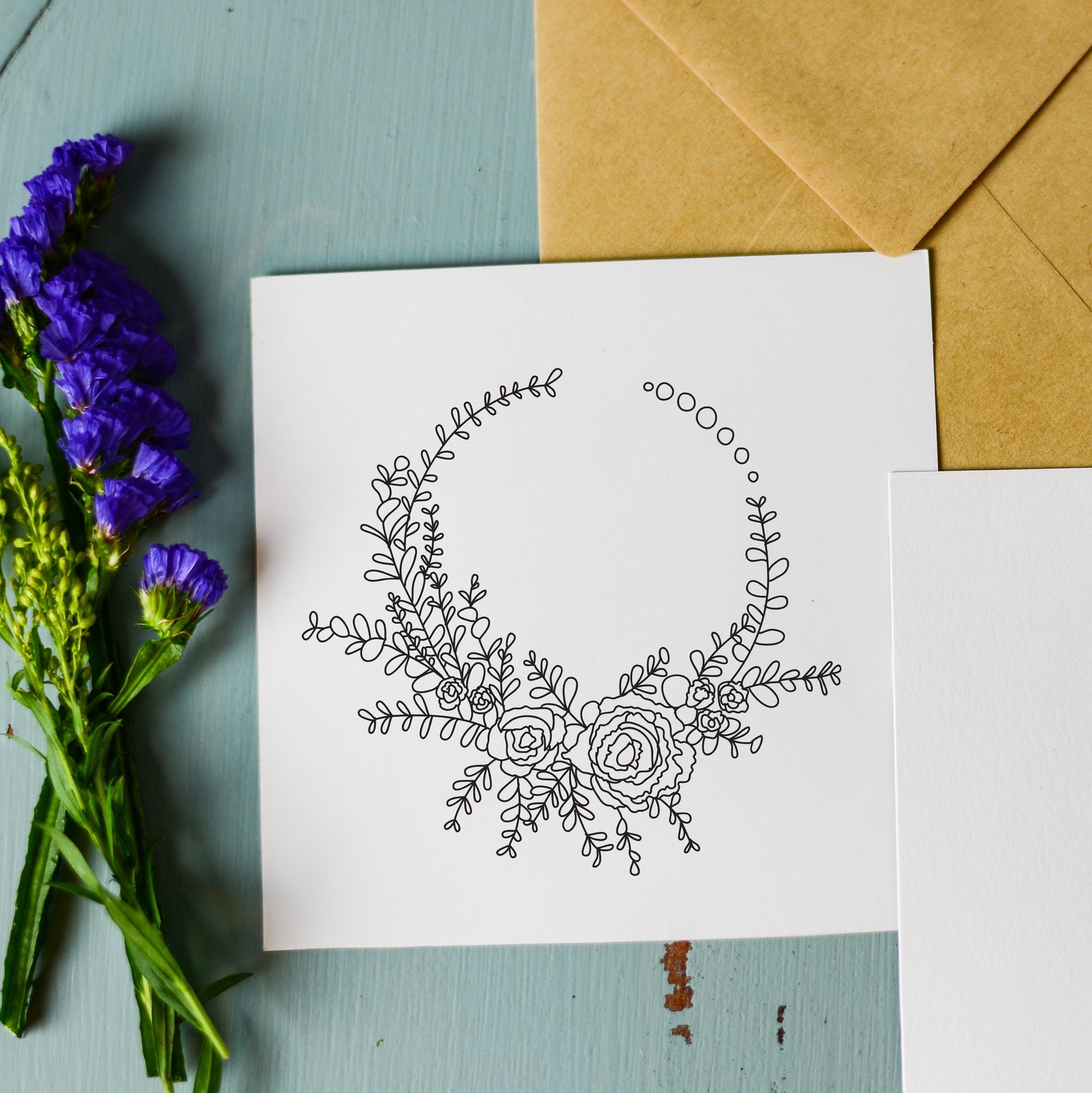 Rustic Hand Drawn Flower Wreath Svg, Png Wreath, Leaf Wreath Commercial ...