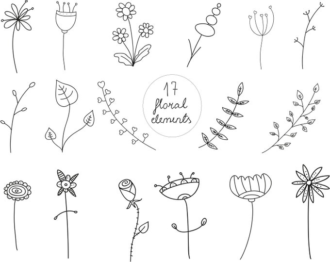 Floral Doodle SVG and PNG, Flower Doodle for Commercial Use, Beautiful ...