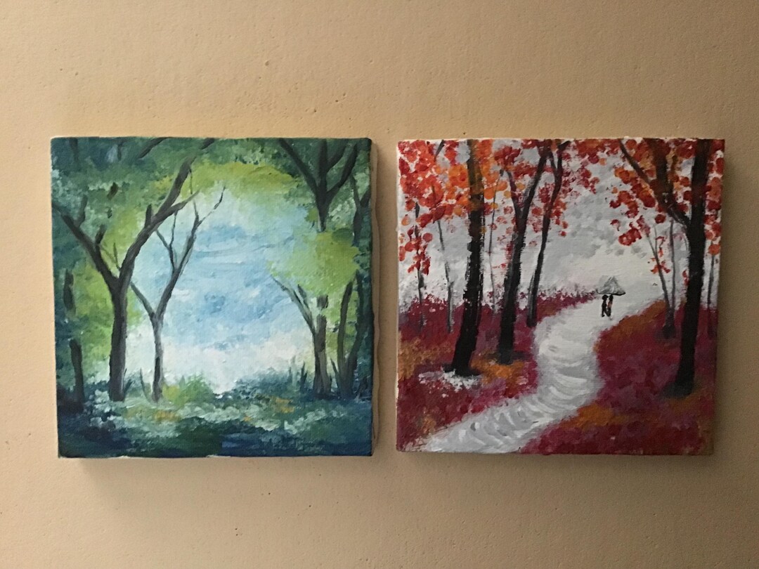 Spring and Fall - Acrylic Paintings - Etsy
