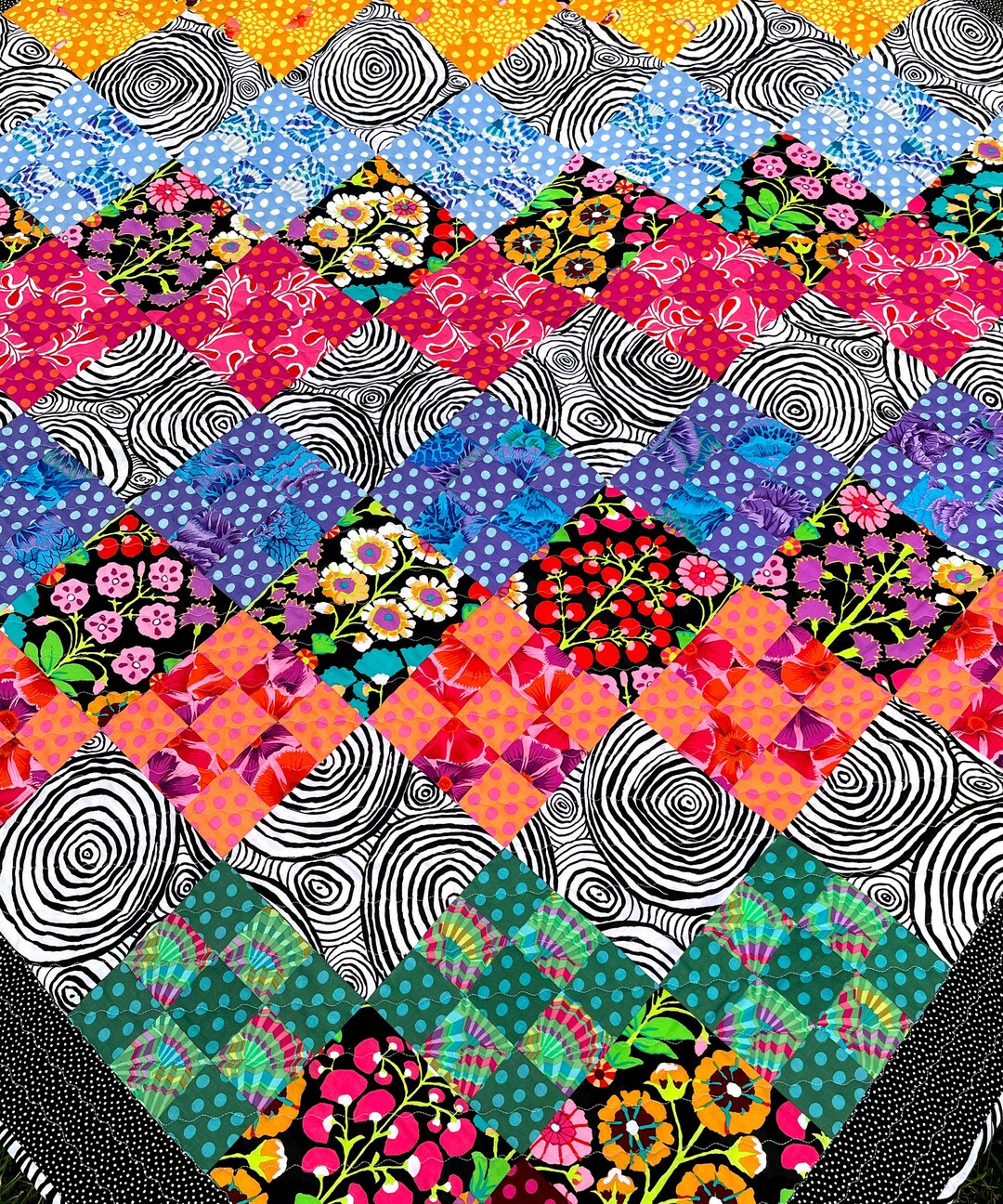 Kaffe Fassett Lap Quilt, Handmade Cotton Throw, Floral Spots Design - Etsy