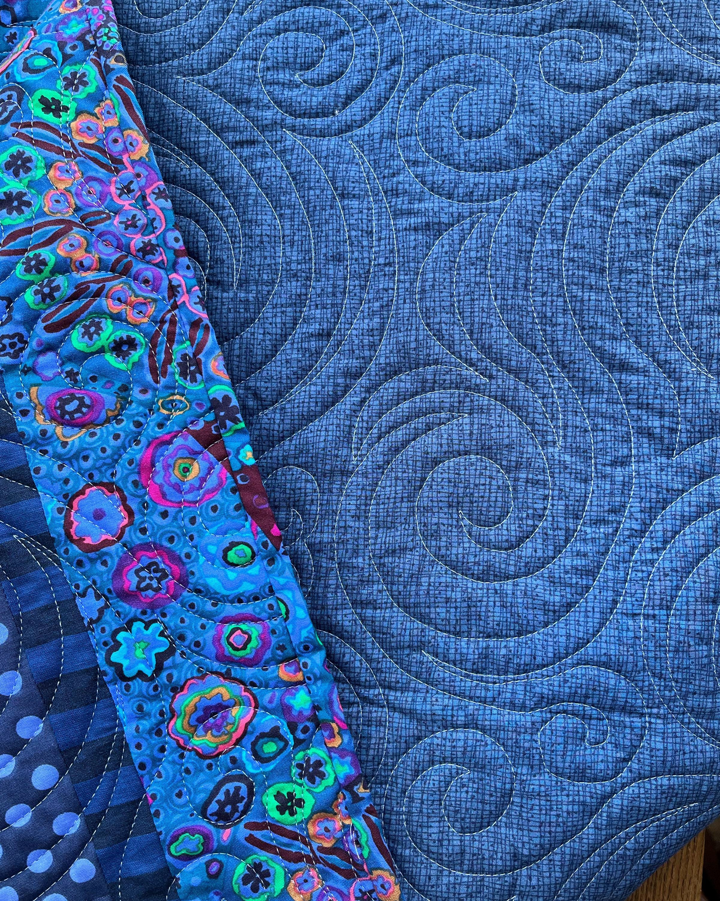 Kaffe Fassett Wall Quilt, Blues, Purples, Dots, Florals, Set on Point ...