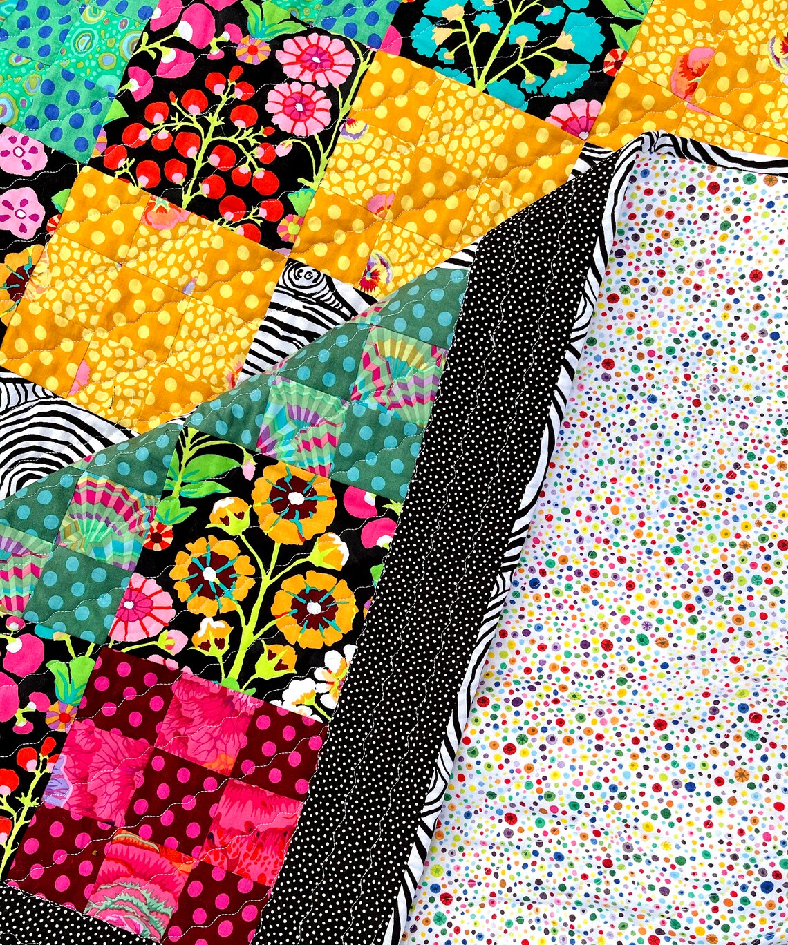 Kaffe Fassett Lap Quilt, Handmade Cotton Throw, Floral Spots Design - Etsy