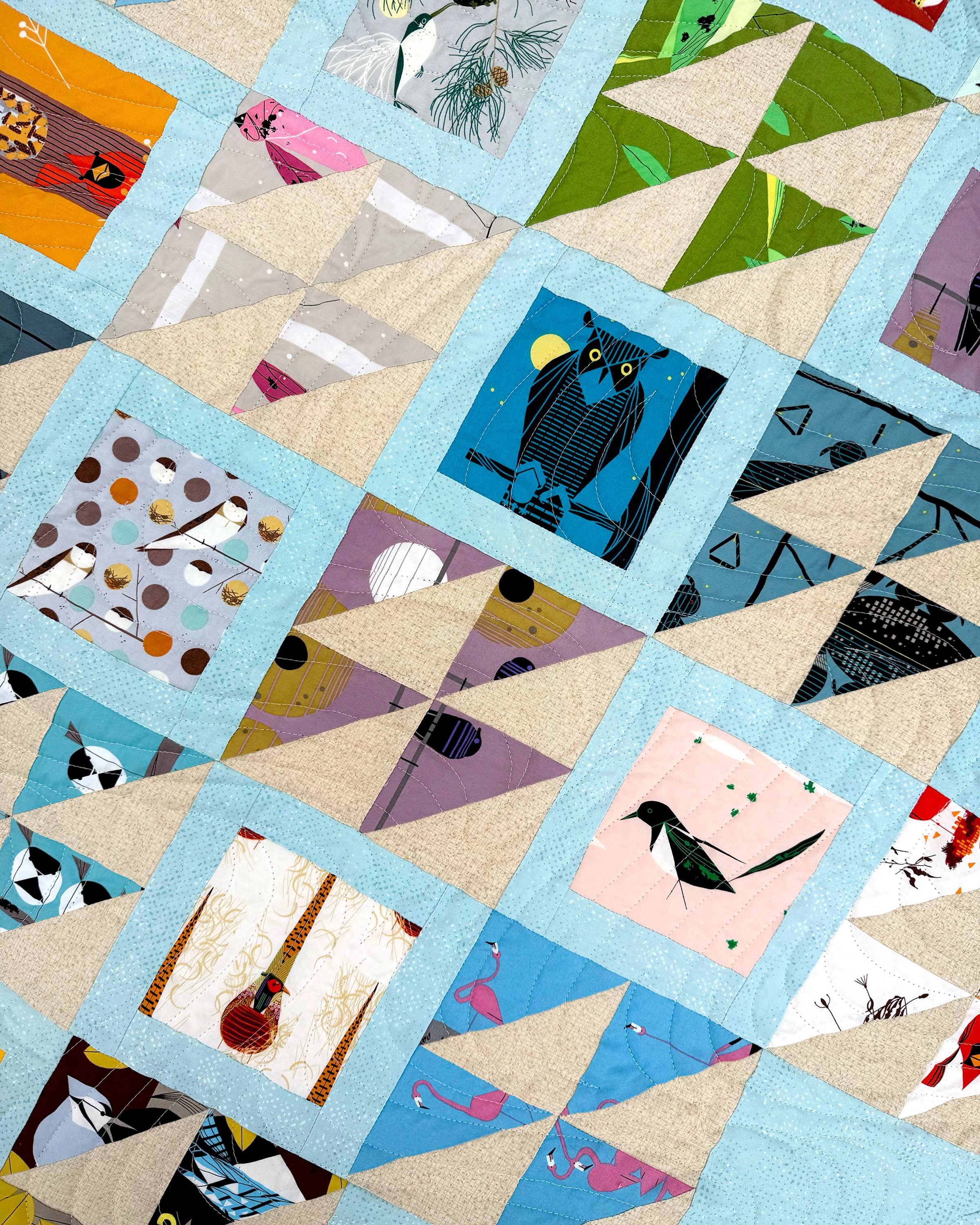 Charley Harper Bird Quilt, Modern, Blocks Set on Point - Etsy