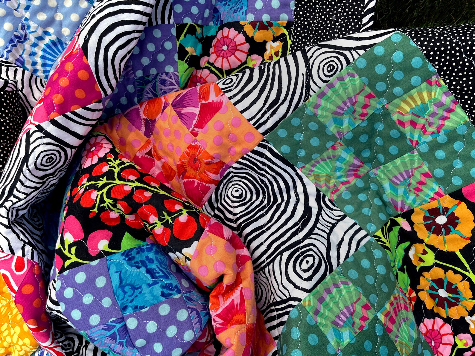 Kaffe Fassett Lap Quilt, Handmade Cotton Throw, Floral Spots Design - Etsy