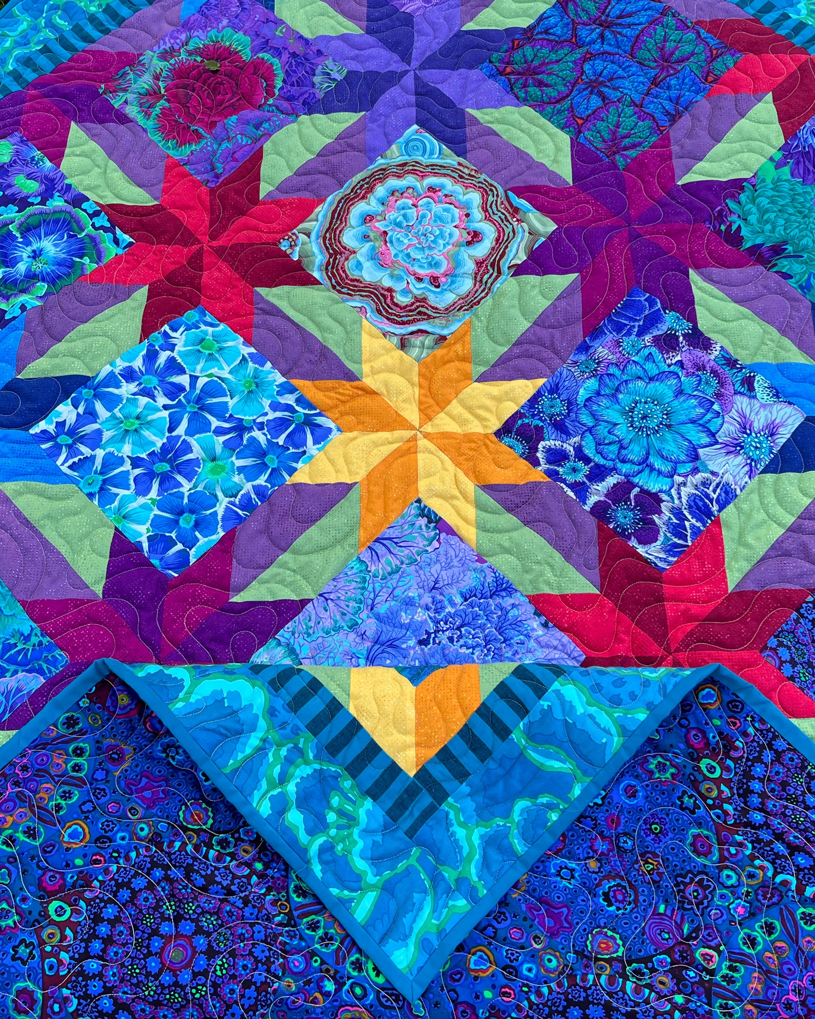 Kaffe Fassett Wall Quilt, Lap Quilt, Starry Night, Handmade ...
