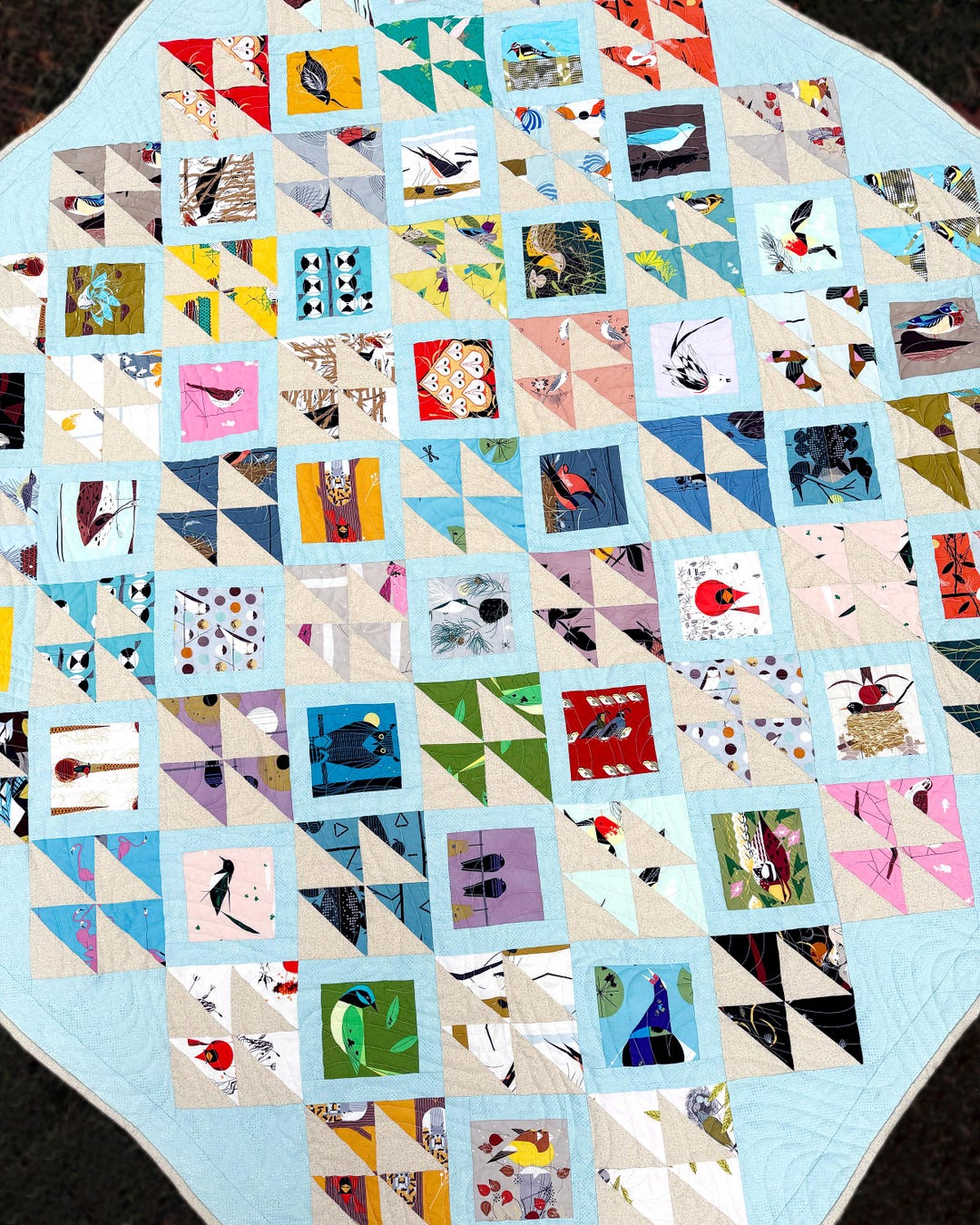 Charley Harper Bird Quilt, Modern, Blocks Set on Point - Etsy