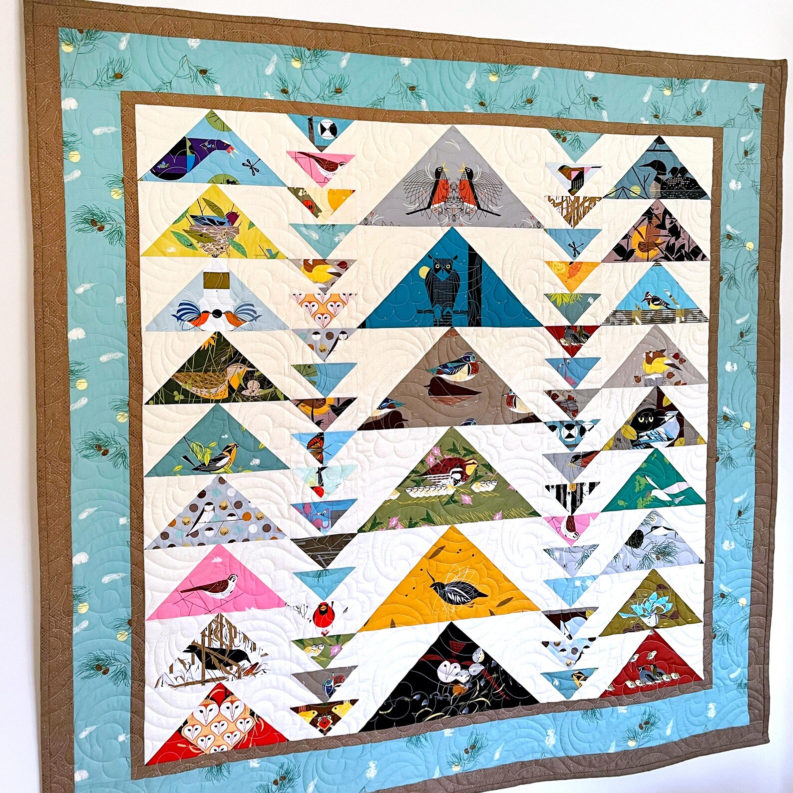 Charley Harper Bird Wall Quilt, Flying Geese Patchwork, Gender Neutral ...