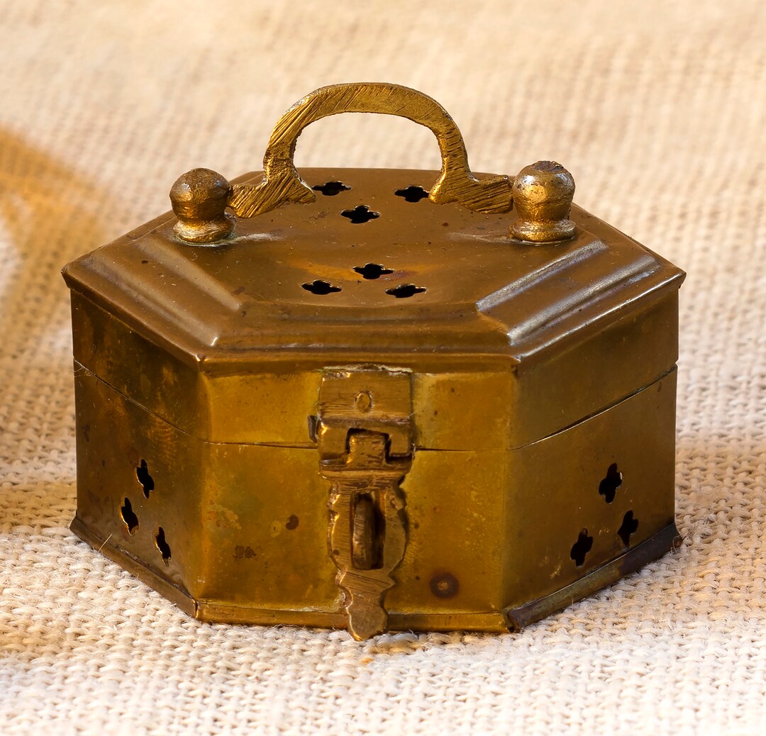 Box Indian Small Brass, Cricket Box, Trinket Box, Incense Box, Jewelry ...