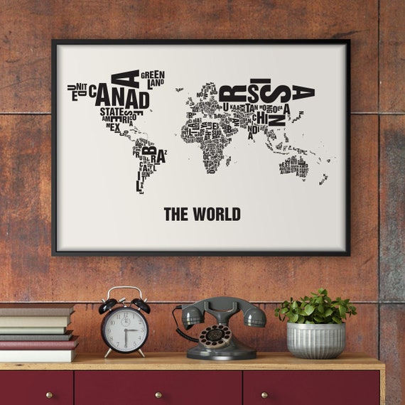 THE WORLD Type Map Screen Print Neighbourhood Map City Map - Etsy