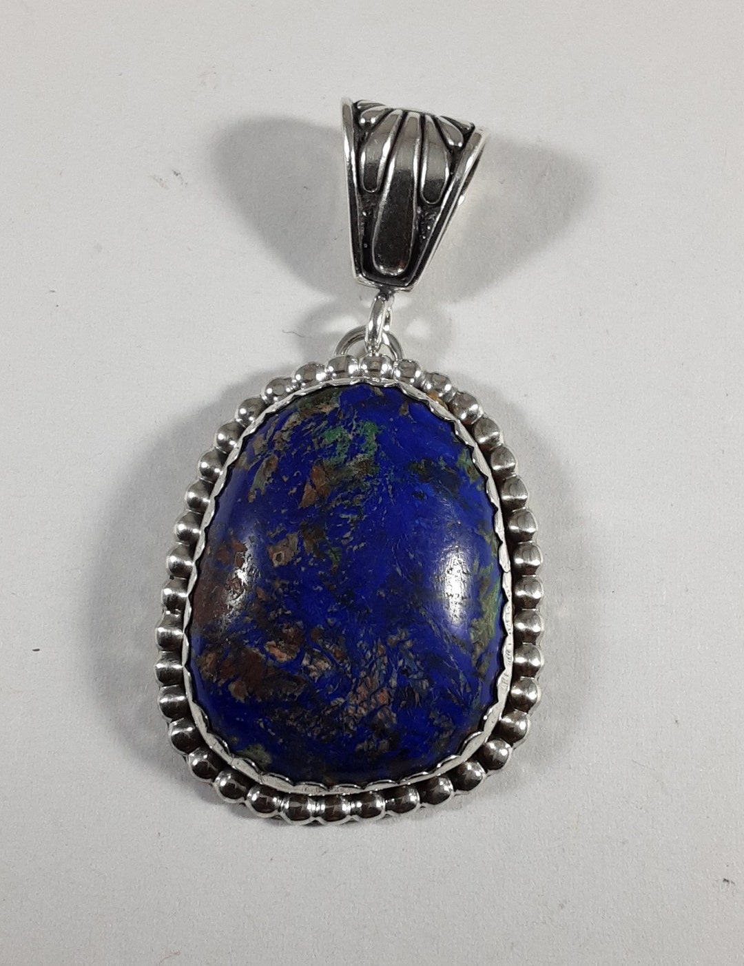 Sterling Silver Azurite Pendant, Natural Stone - Etsy