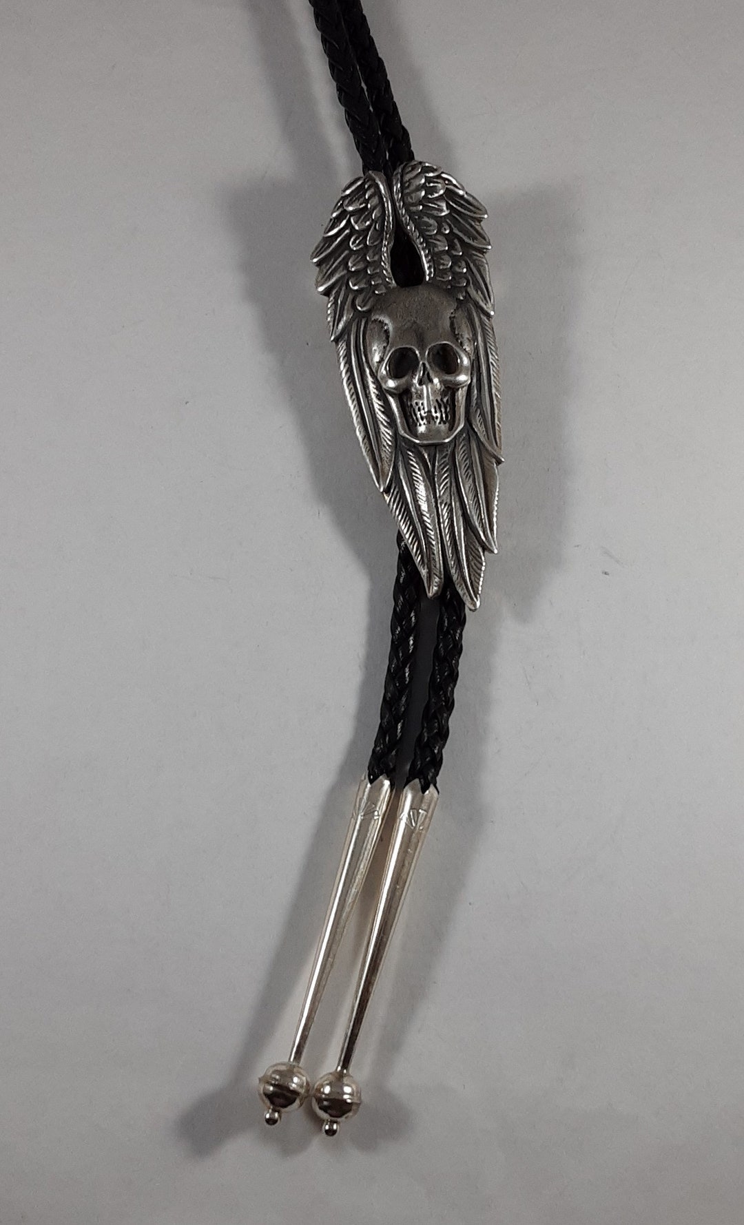 Sterling Silver Skull With Wings Bolo Tie - Etsy