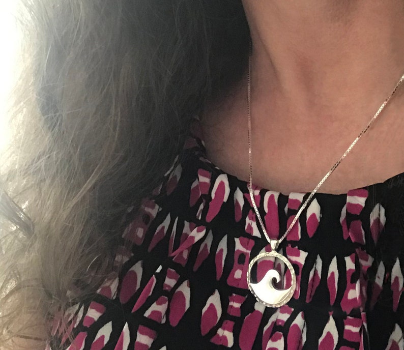Wave Necklace Sterling Silver for Women, Men: Beach Pendant, Surfing ...