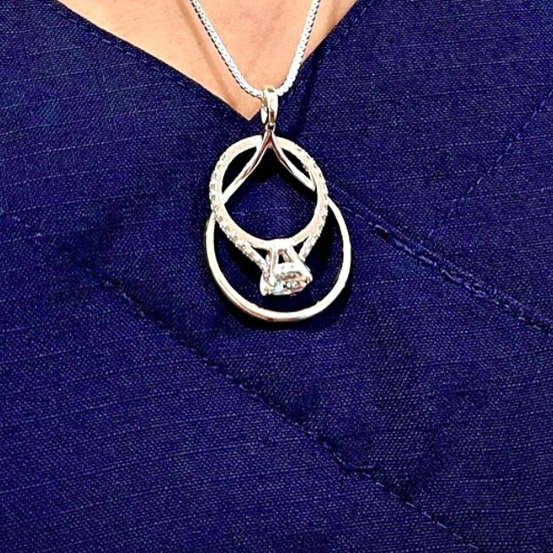 Silver Ring Holder Necklace: Engagement, Wedding Band Keeper. Gift for ...