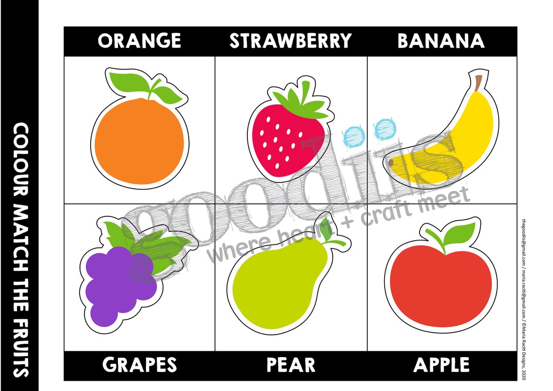 Colour Match the Fruits Worksheet / Educational Printable | Etsy